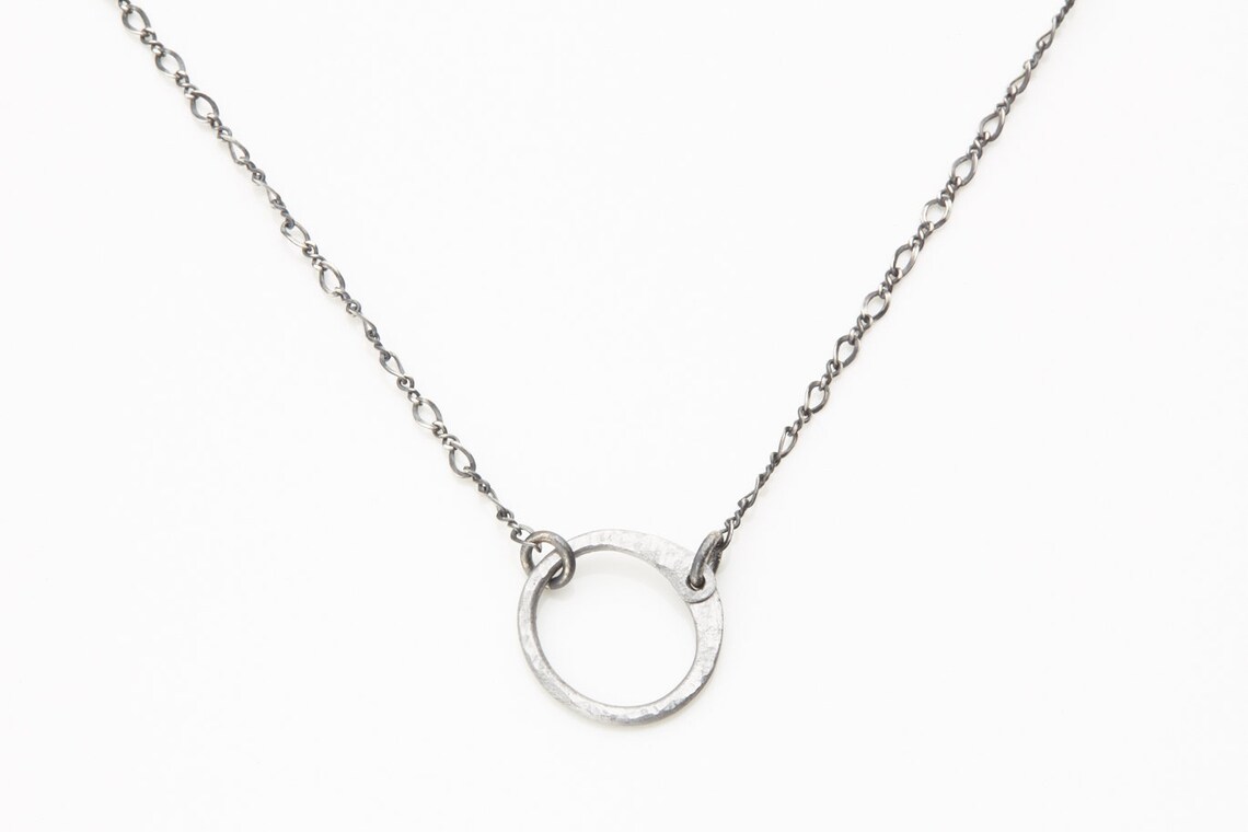 Simple Circle Necklace. Hammered Circle Necklace for Women. - Etsy