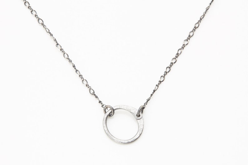 Simple Circle Necklace. Hammered Circle Necklace for Women. Minimalist ...