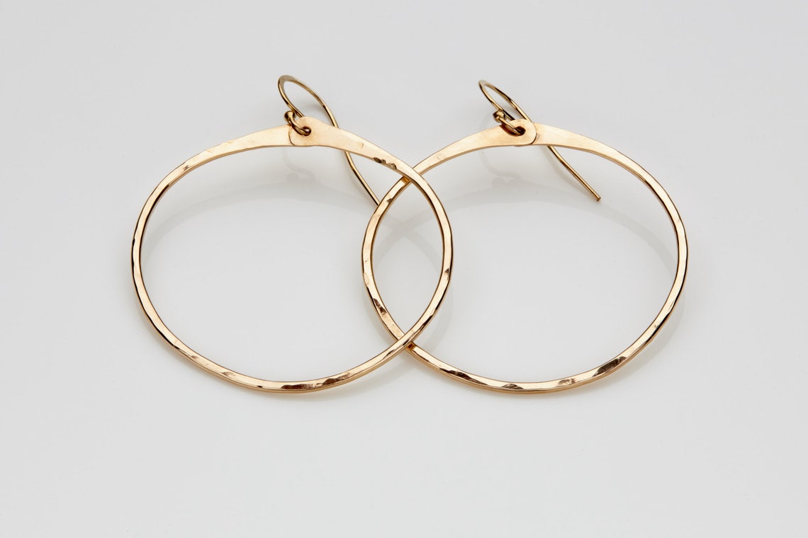 Simple Gold Hoop Earrings. Simple Hoops. Hammered Gold. Large - Etsy