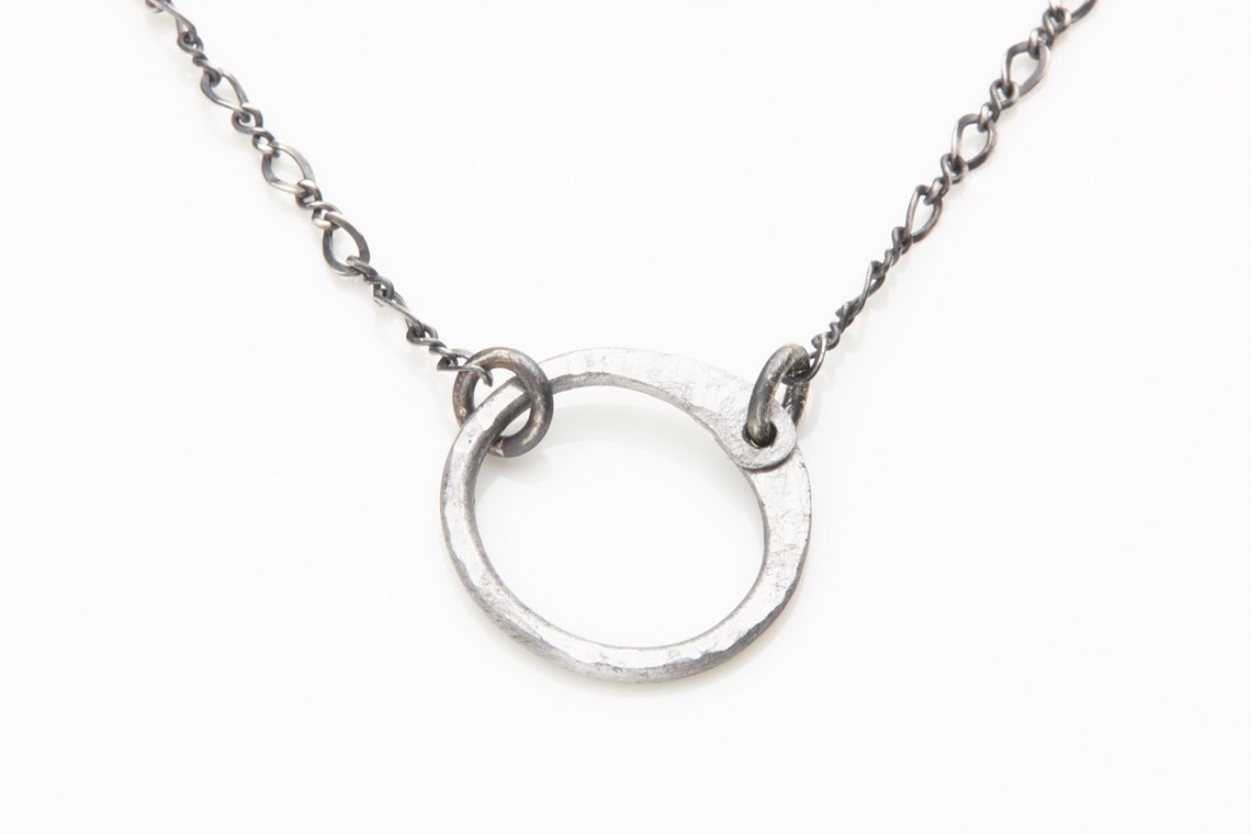 Simple Circle Necklace. Hammered Circle Necklace for Women. - Etsy
