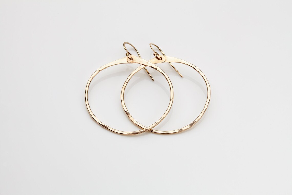 Simple Gold Hoop Earrings. Simple Hoops. Hammered Gold. Large - Etsy