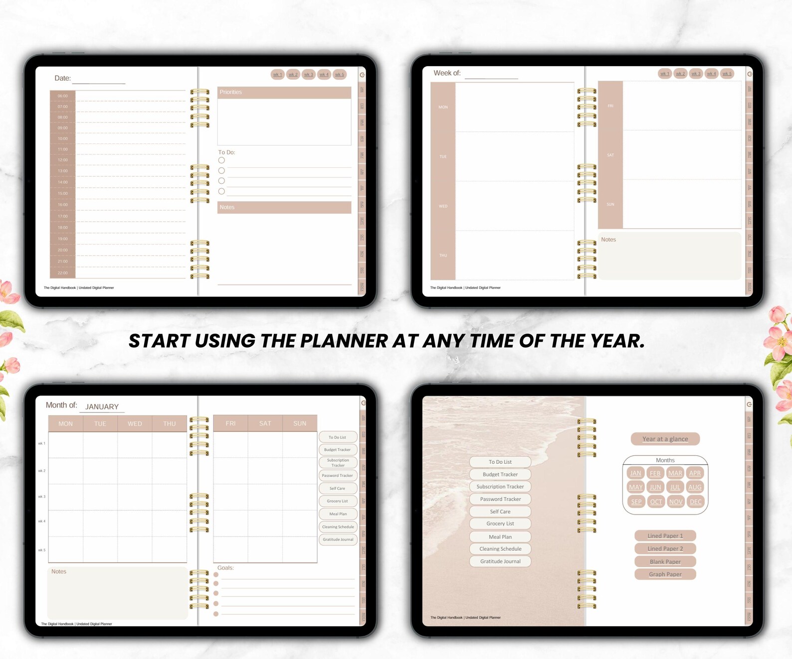 Undated Digital Planner | All-in-one Life Organizer | Daily Weekly ...