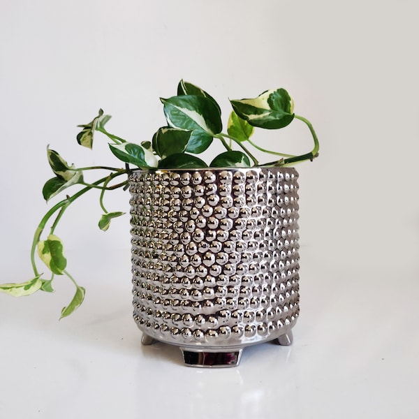 Silver Hanging Planter - Etsy