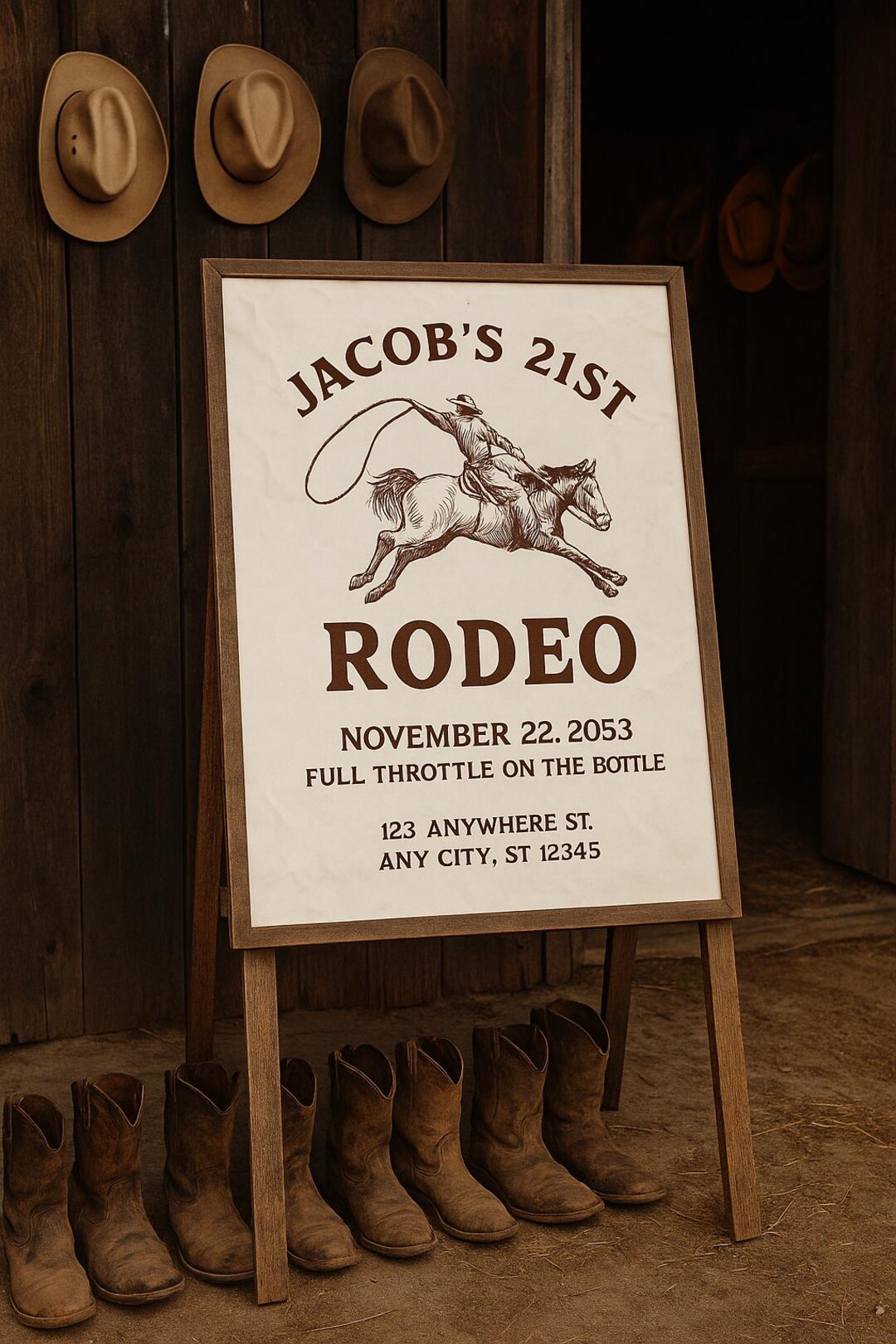 21st Rodeo Birthday Invitation – Western Cowboy Party Canva Template ...