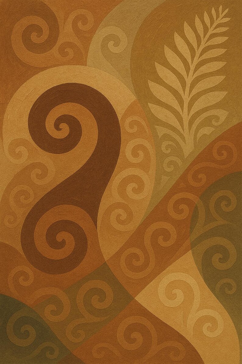 Māori Koru Abstract Art Print – New Zealand Digital Wall Art – Green ...