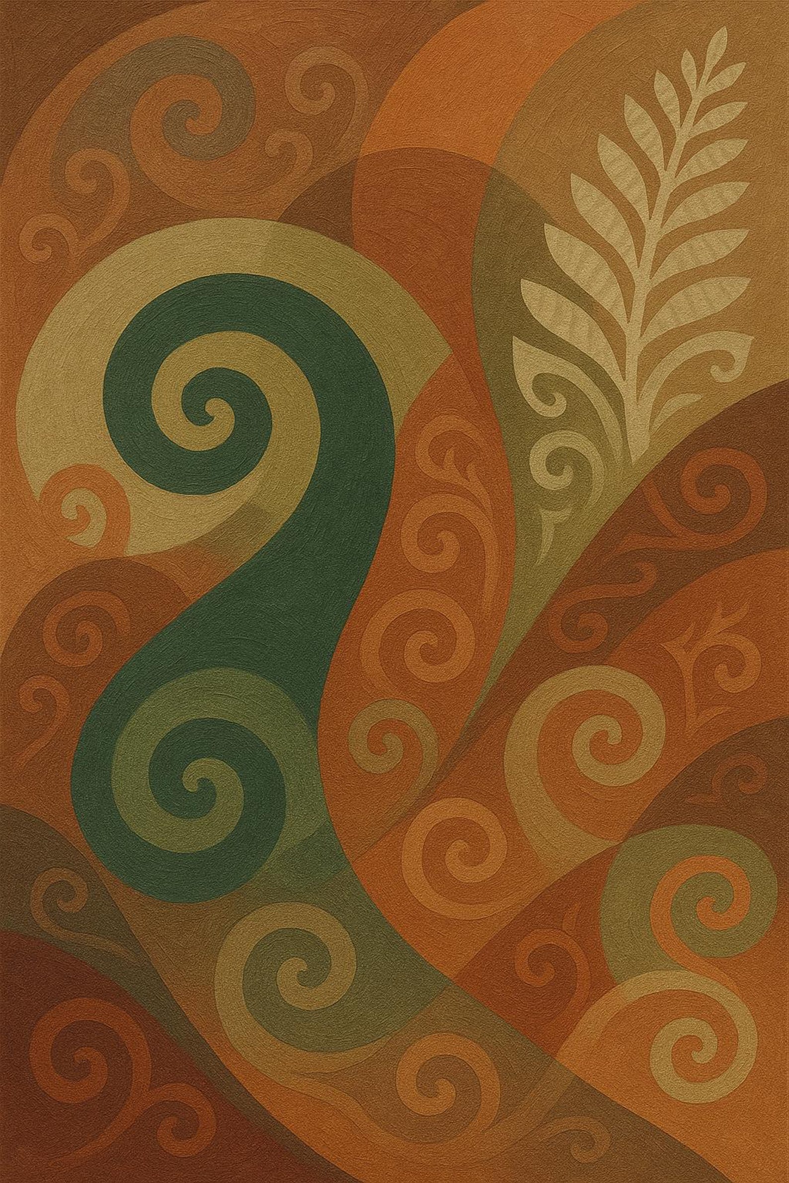 Māori Koru Abstract Art Print – New Zealand Digital Wall Art – Green ...