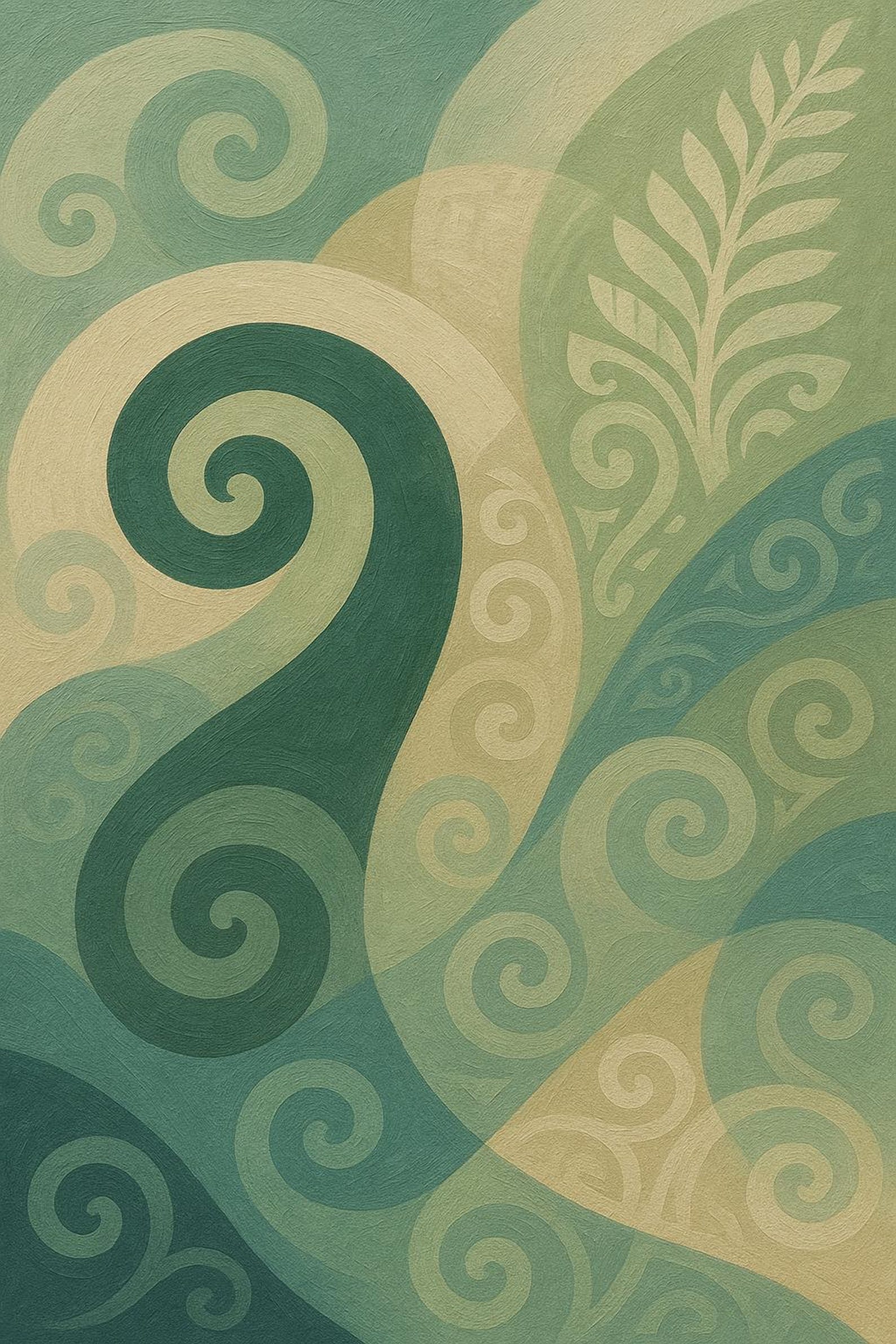 Māori Koru Abstract Art Print – New Zealand Digital Wall Art – Green ...