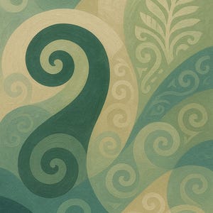 Māori Koru Abstract Art Print – New Zealand Digital Wall Art – Green ...