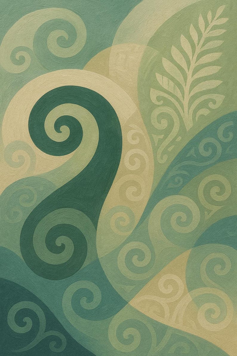 Māori Koru Abstract Art Print – New Zealand Digital Wall Art – Green ...