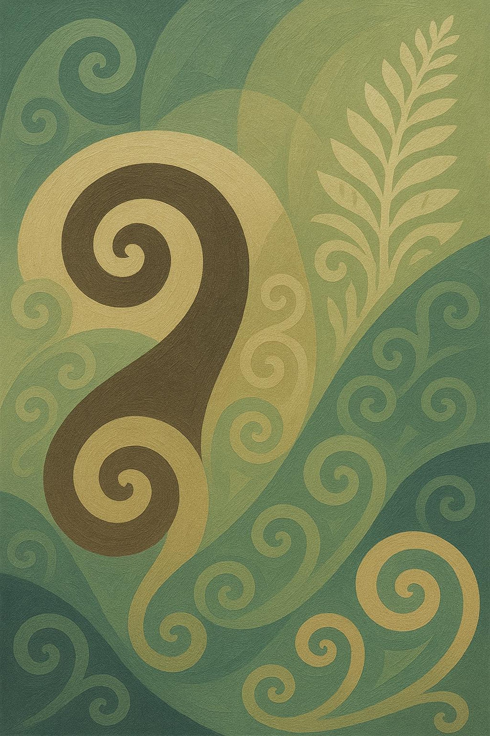 Māori Koru Abstract Art Print – New Zealand Digital Wall Art – Green ...