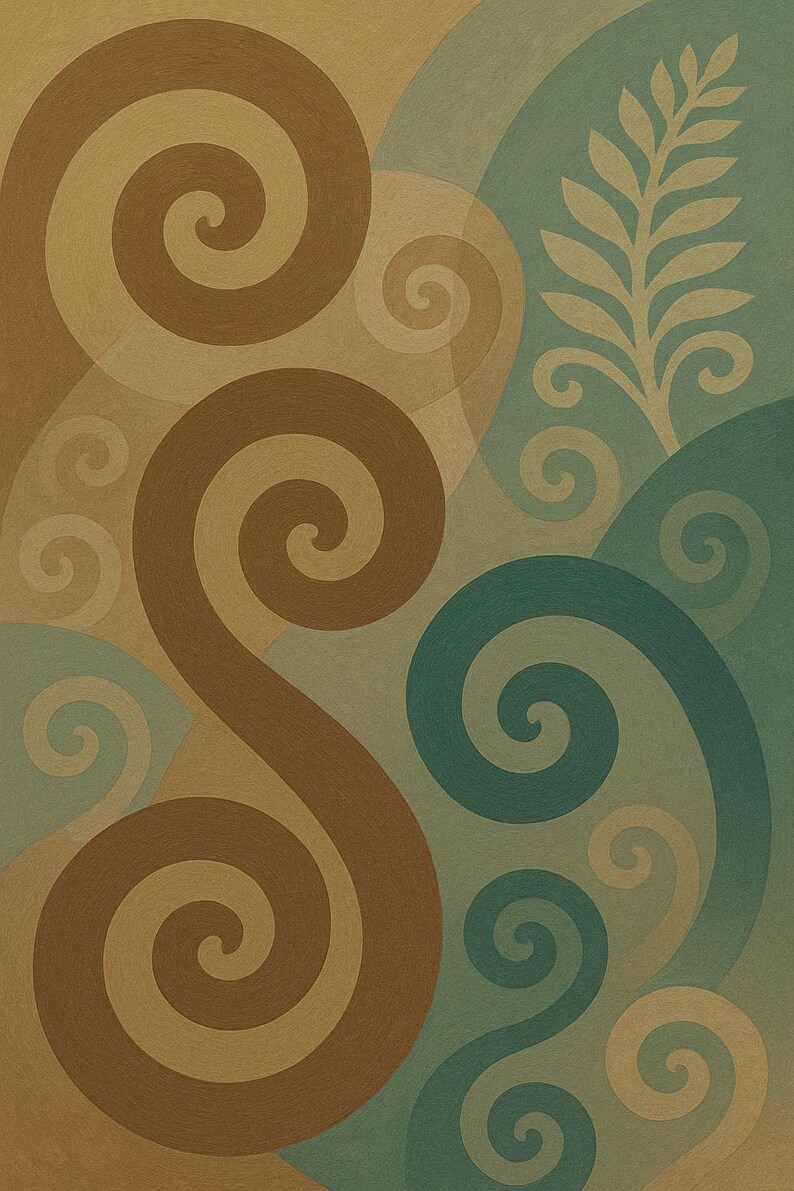 Māori Koru Abstract Art Print – New Zealand Digital Wall Art – Green ...