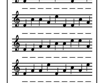 Treble Clef Space Notes Worksheet 1B - Etsy