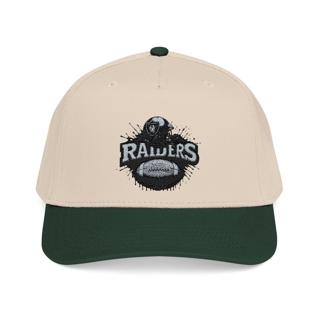 Raiders Grunge Football Logo Mid Profile Baseball Cap | Vintage Team ...