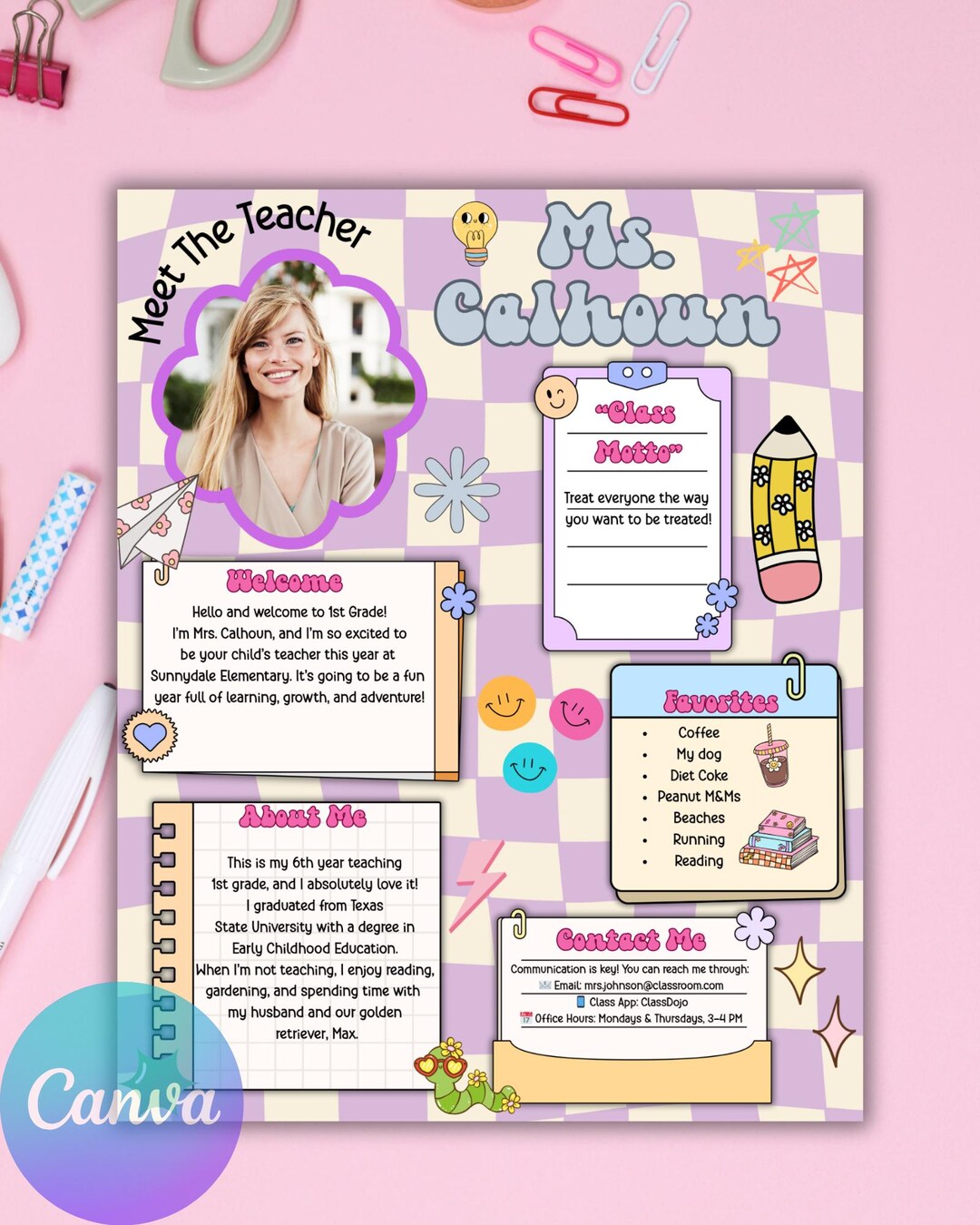 Teacher Retro Meet the Teacher Template-editable Back to School Welcome ...