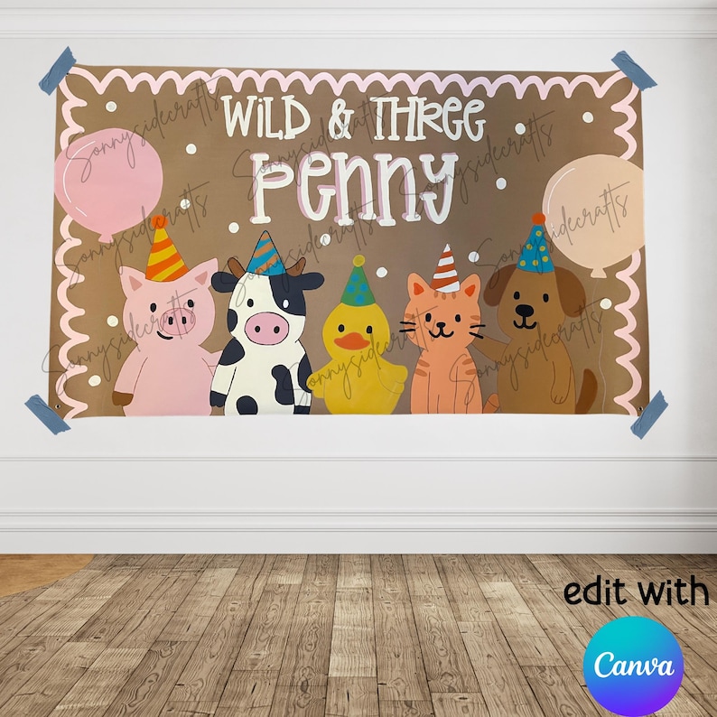 Editable Party Banner Template Canva | Custom Birthday Decoration ...
