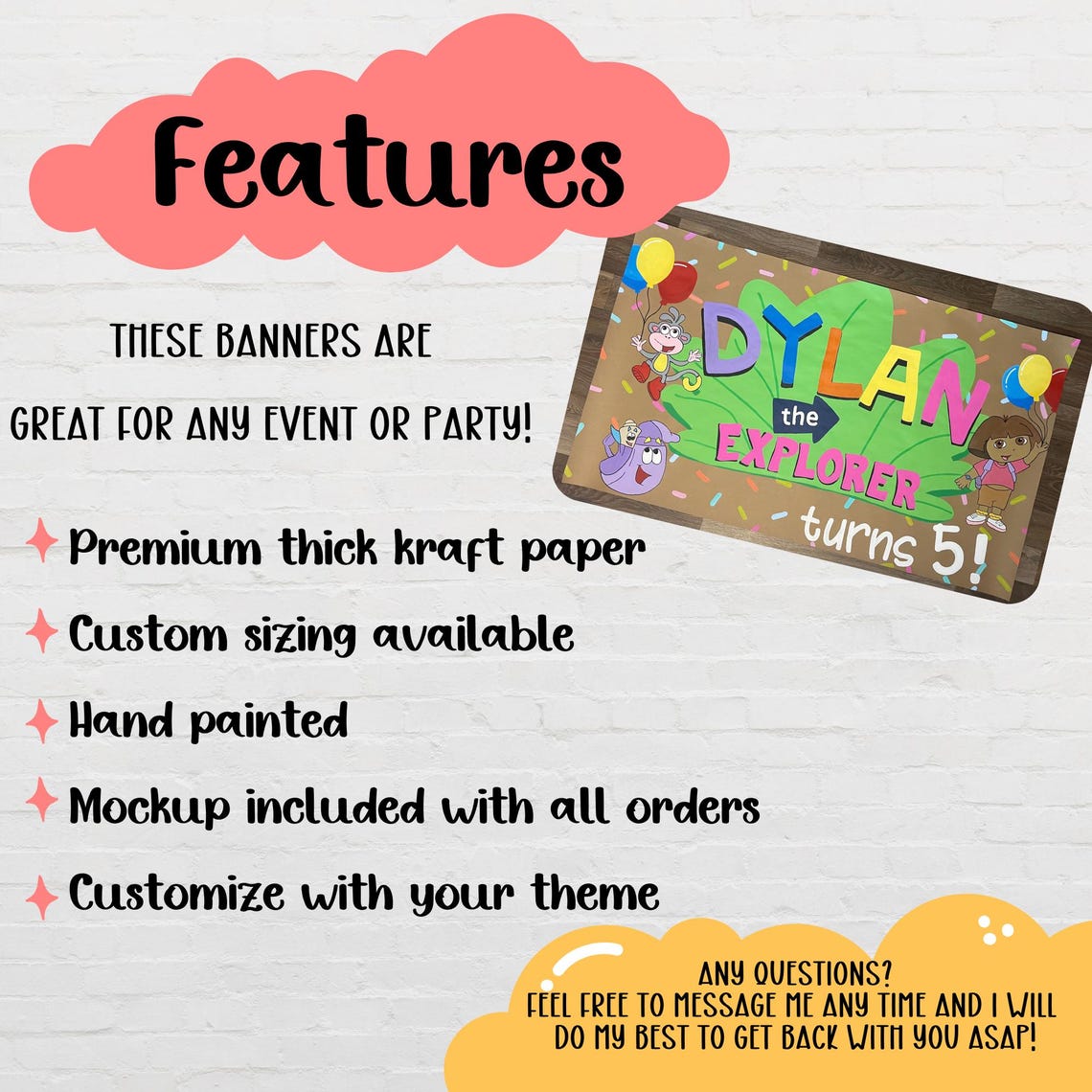 Custom Hand-painted Kraft Paper Party Banner: Personalized Celebration ...