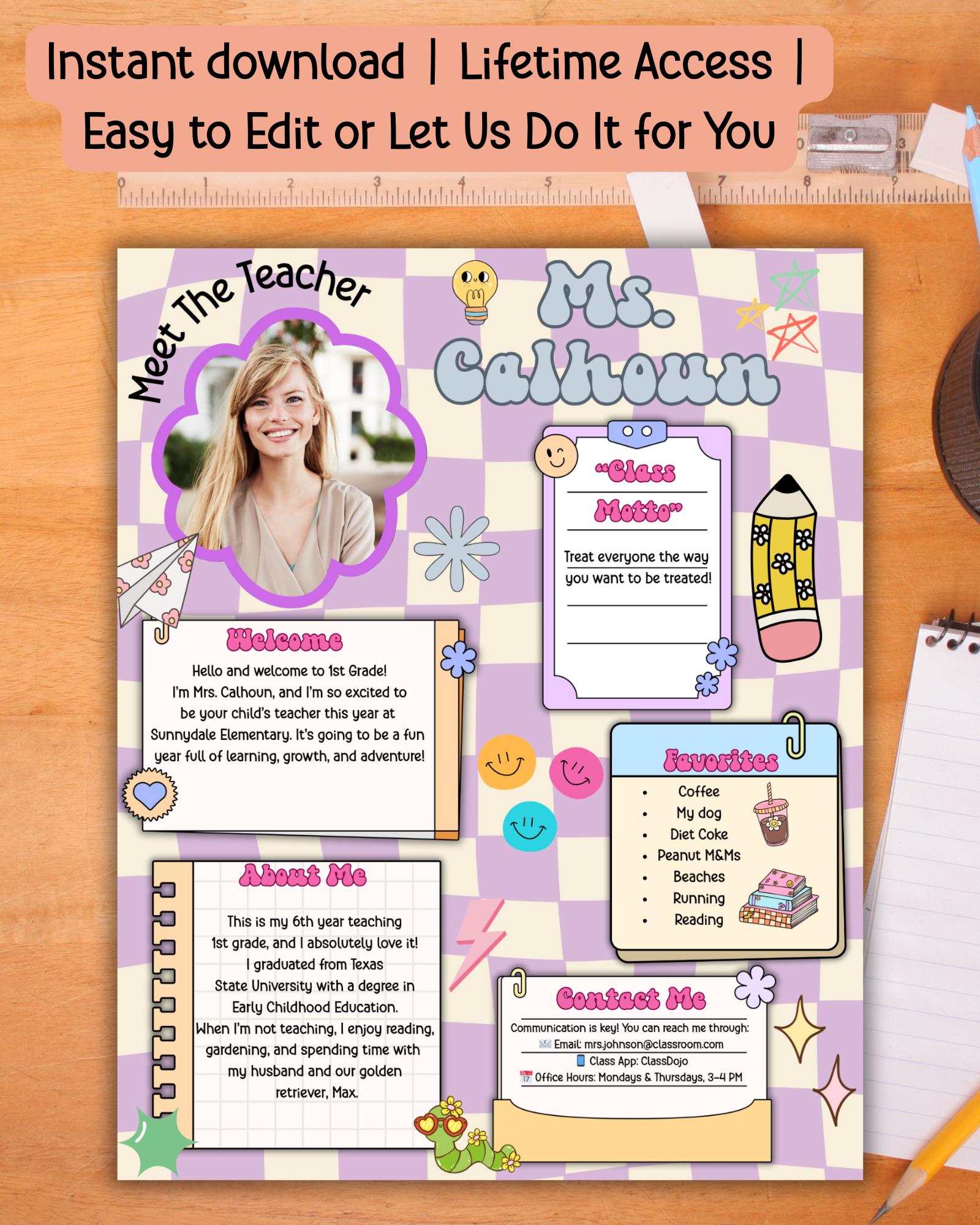 Teacher Retro Meet the Teacher Template-editable Back to School Welcome ...