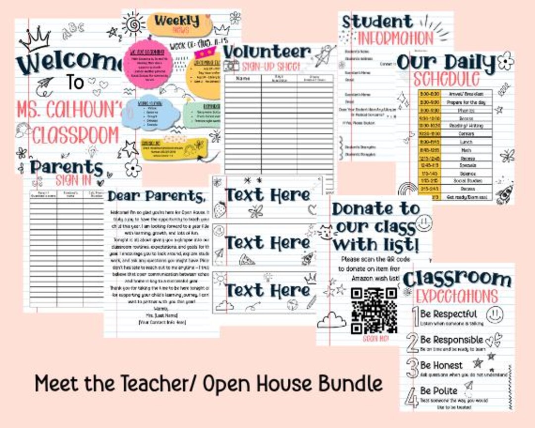 Editable Meet the Teacher Template Bundle: Back to School Night, Open ...