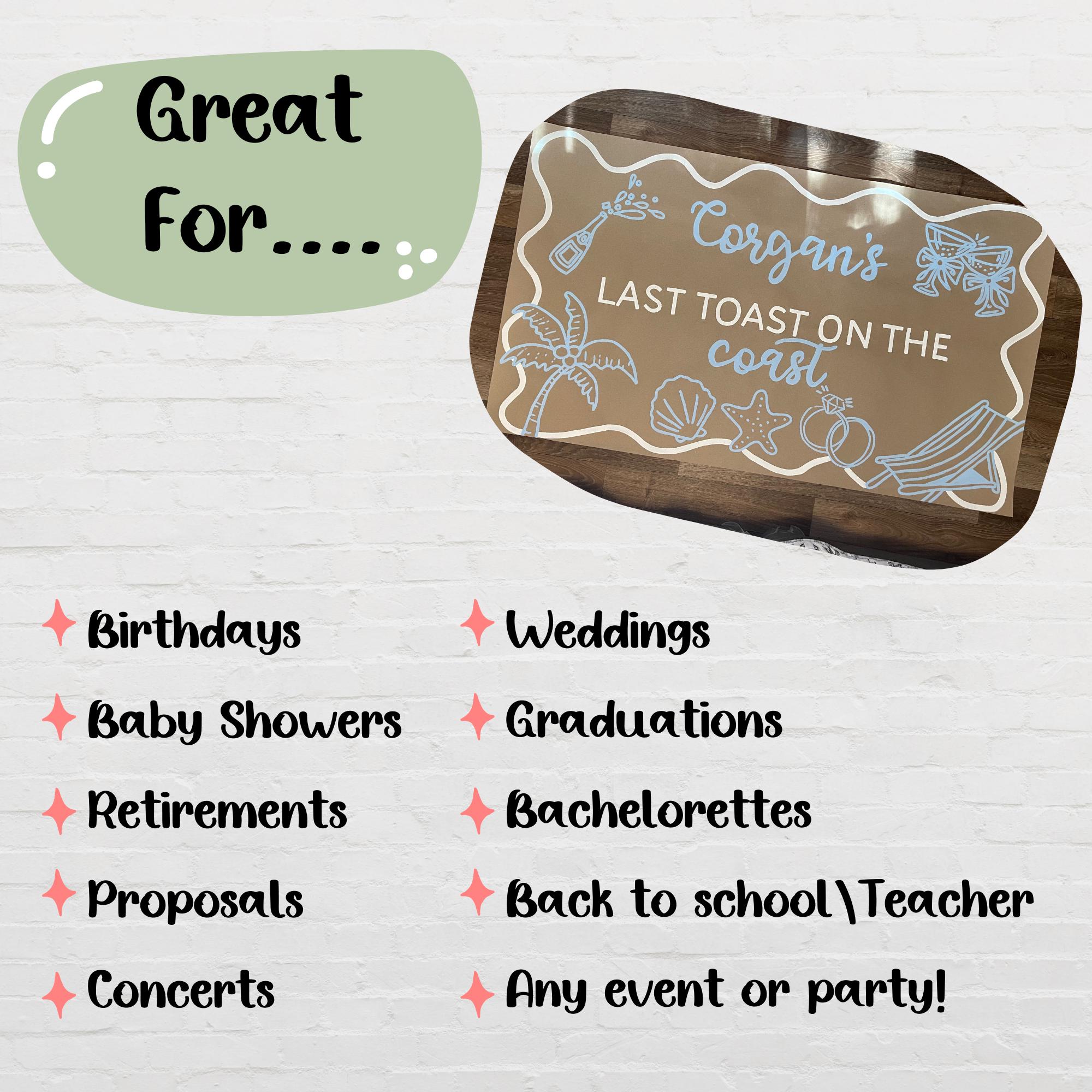 Custom Hand-painted Party Banner: Kraft Paper, Acrylic Paints - Etsy