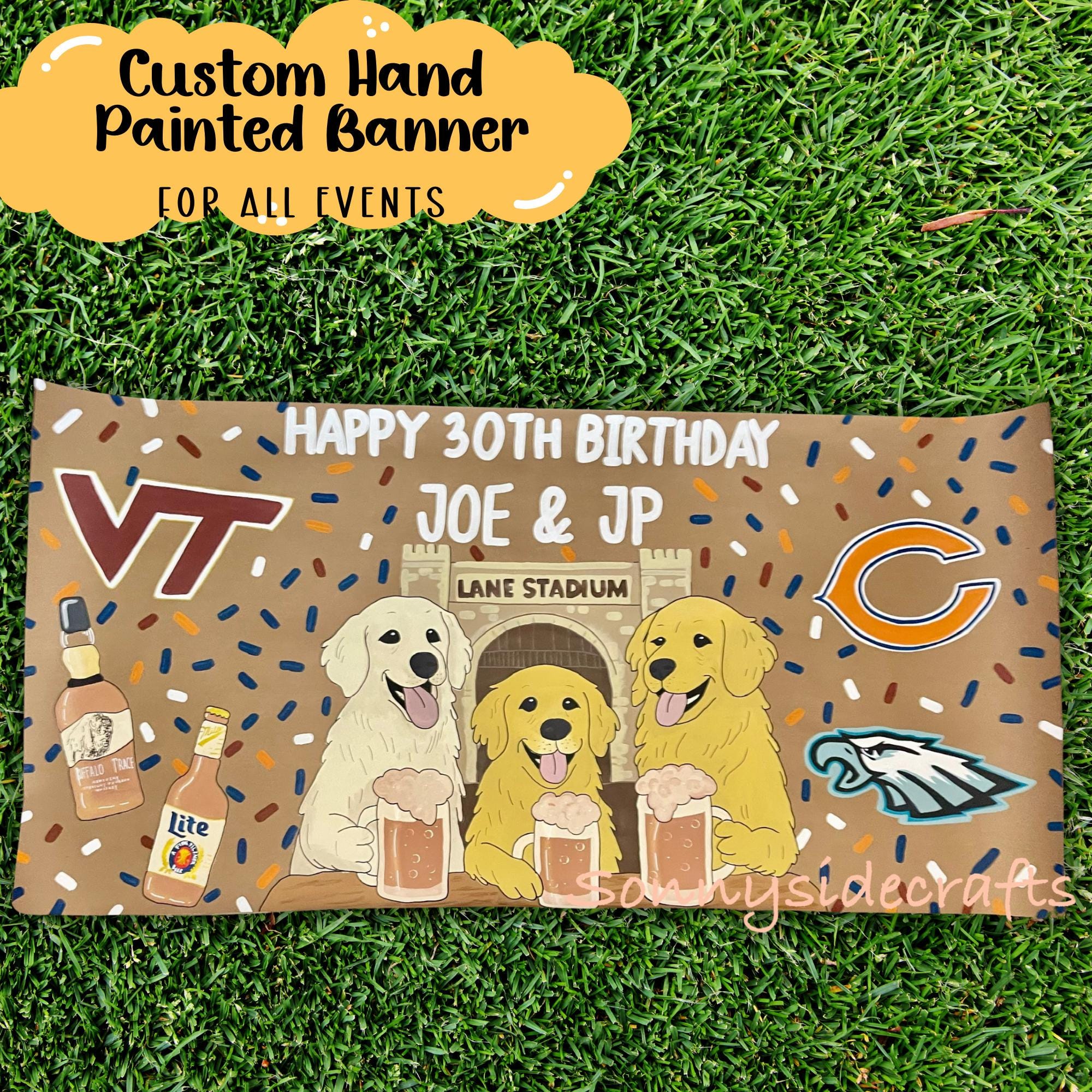 Custom Hand-painted Party Banner: Kraft Paper, Acrylic Paints - Etsy