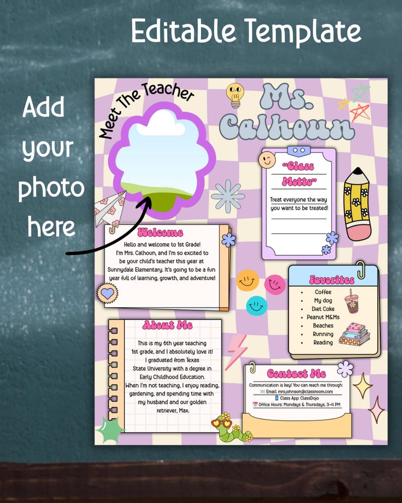 Teacher Retro Meet the Teacher Template-editable Back to School Welcome ...