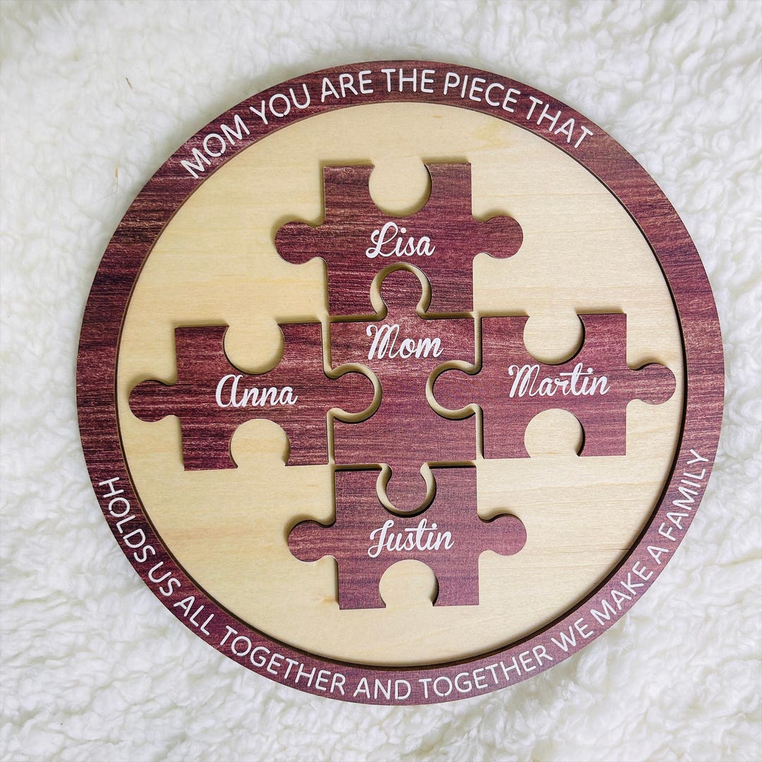 Puzzle Mom Sign, Custom Wooden Plaque, Mom Daughter Son, Gift From ...