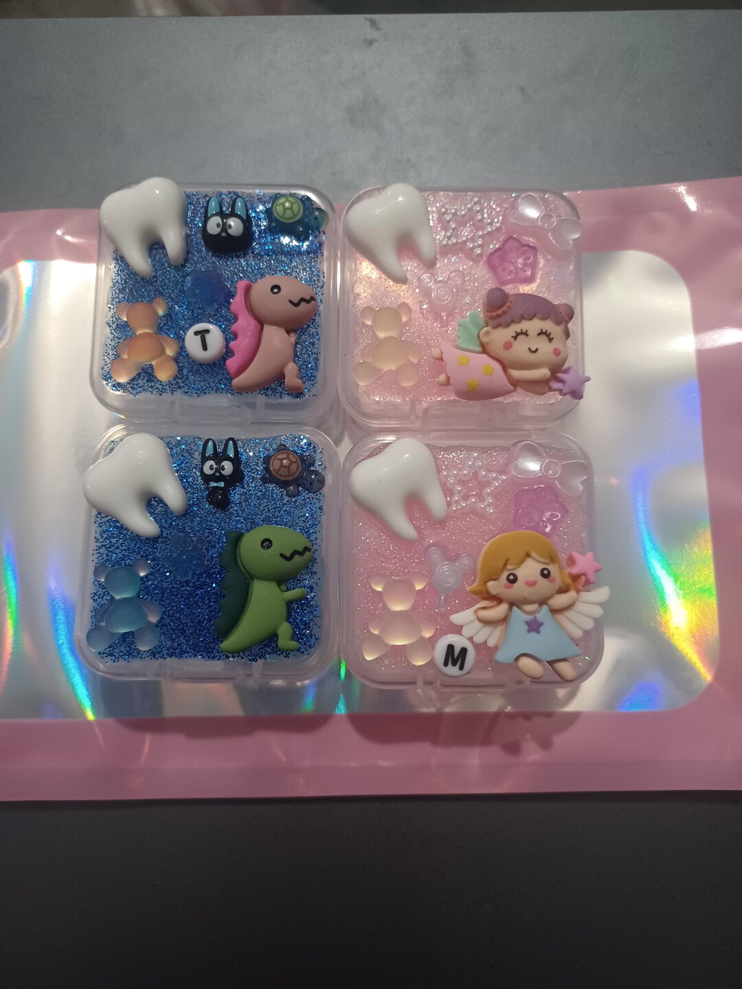Resin Tooth Fairy Storage Box . Pink Fairy or Dinosaur. Junk Case With ...