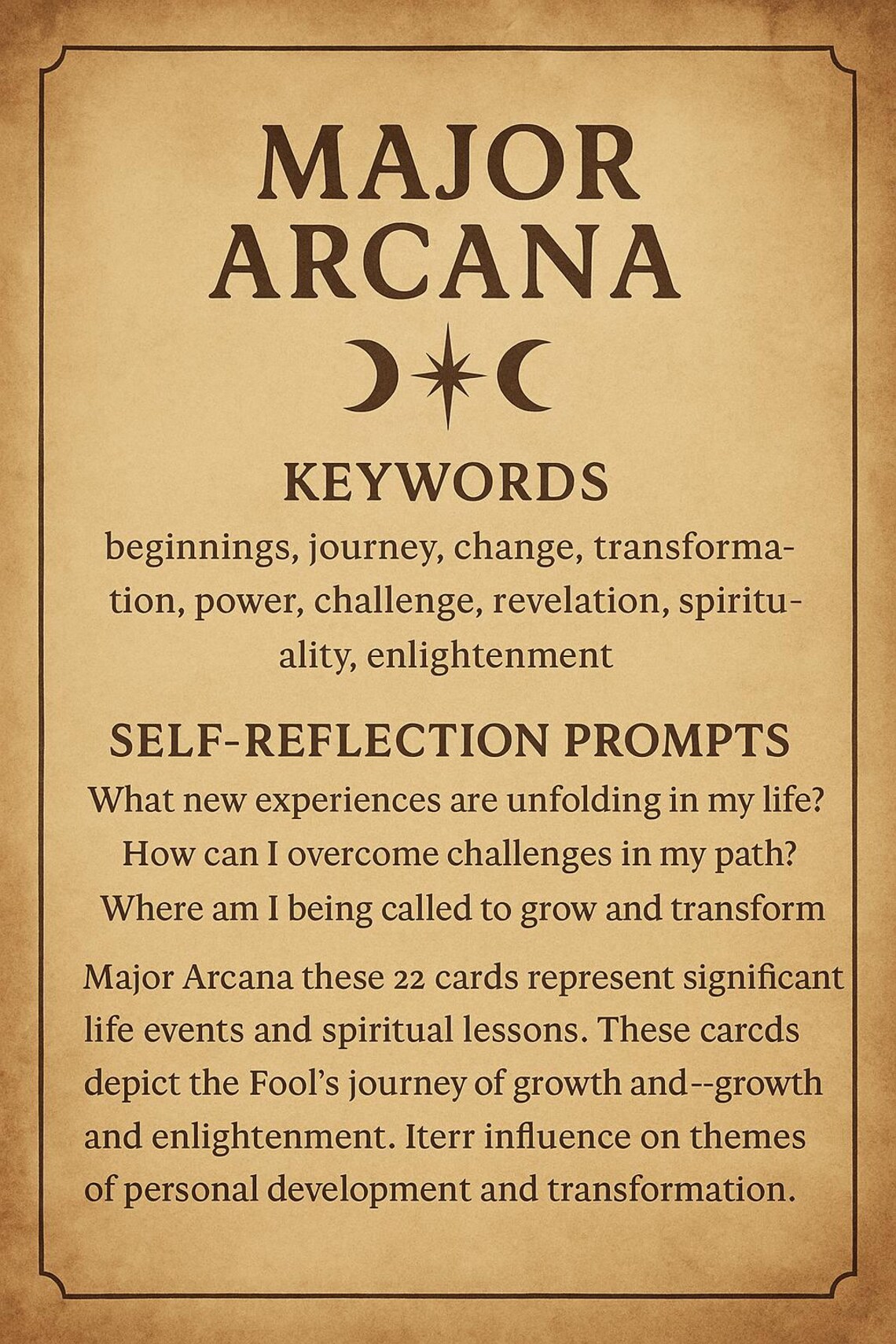 Major Arcana Tarot Cheat Sheet | Printable Tarot Guide With Meanings ...