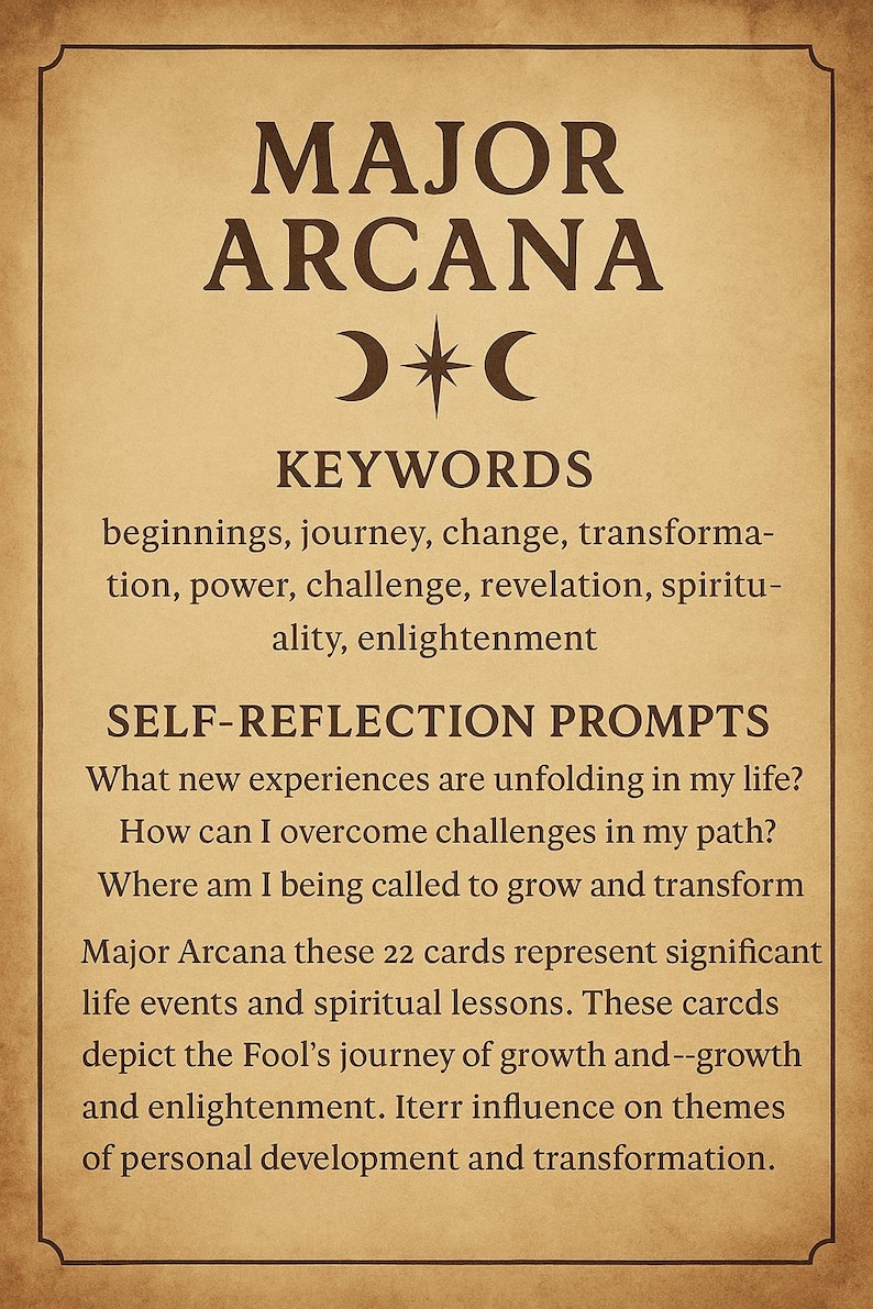 Major Arcana Tarot Cheat Sheet | Printable Tarot Guide With Meanings ...