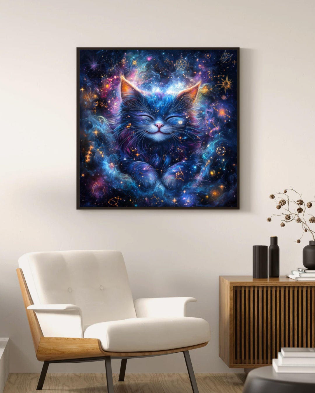 Cosmic Cat Poster – Celestial Cat Wall Art – Magische Katze Kunstdruck ...