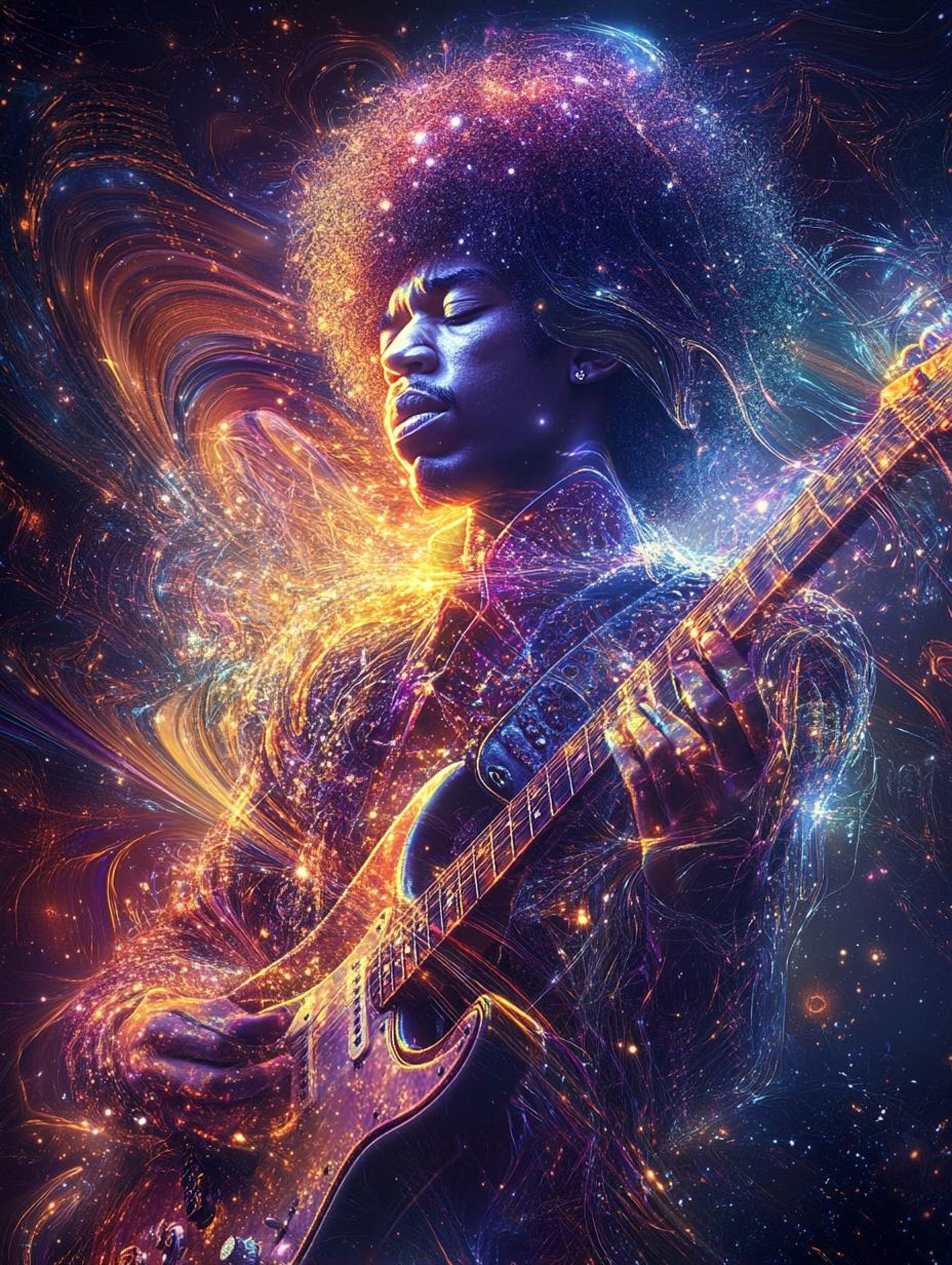 Psychedelic Jimi Hendrix Digital Art – Visionary Portrait for Mind ...