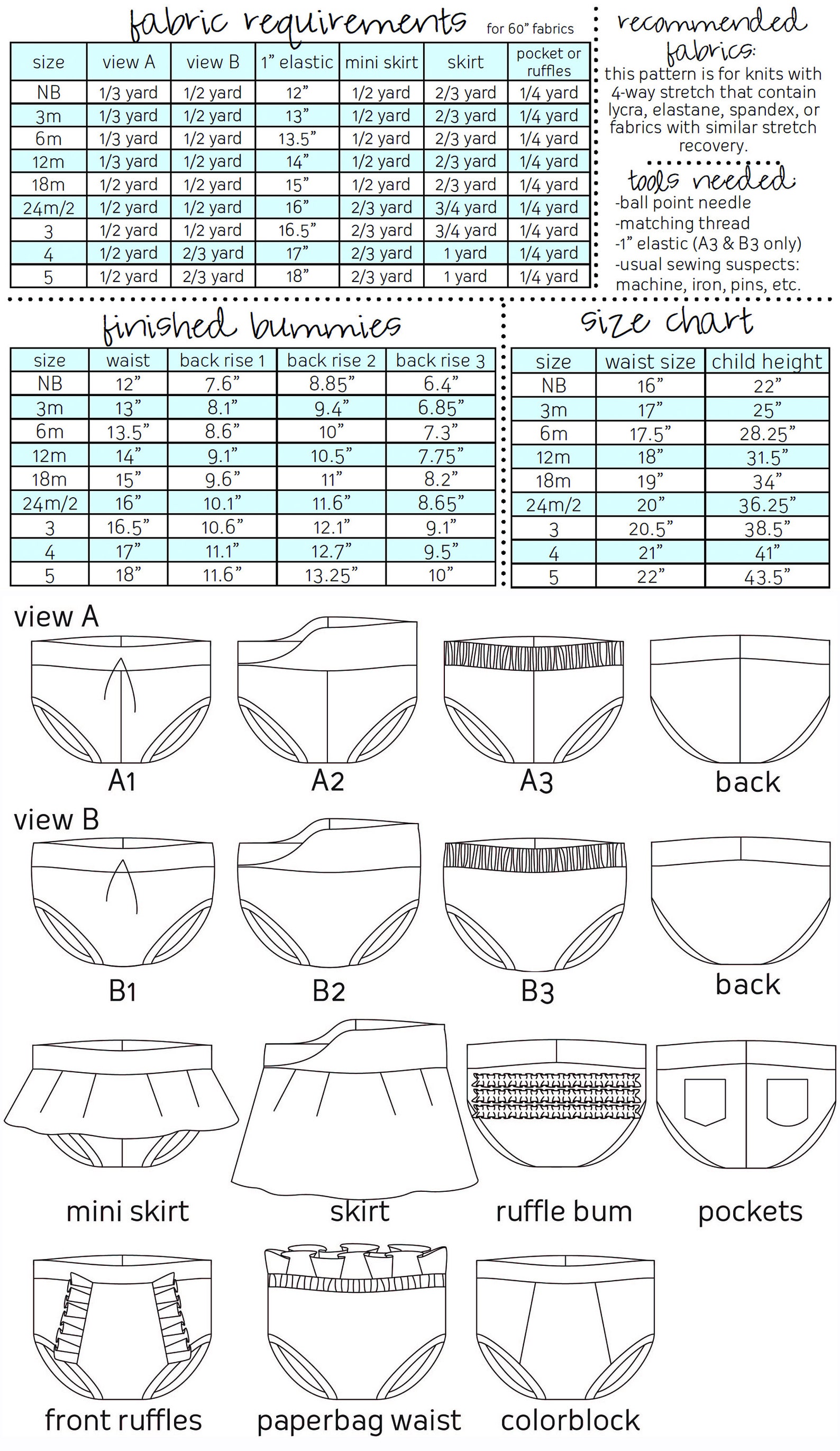 Bummies Sewing Pattern PDF Knit Bummies Shorties Bloomers - Etsy
