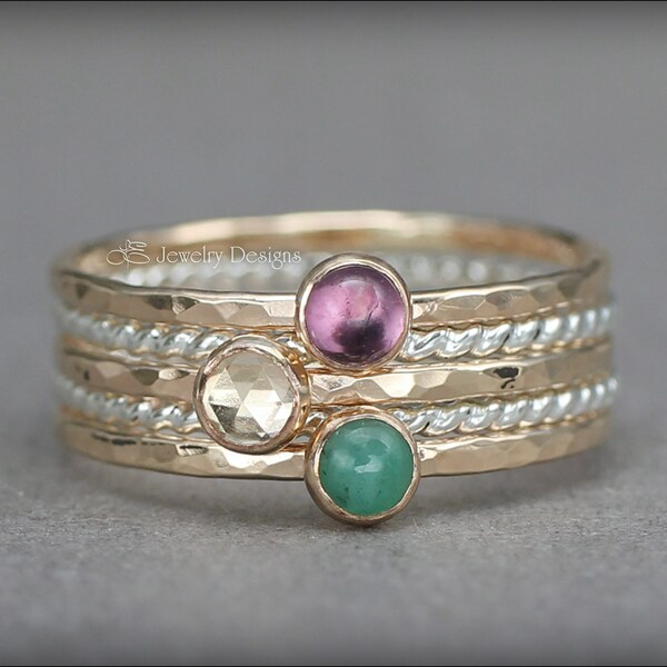 Gemstone Ring Set - Etsy