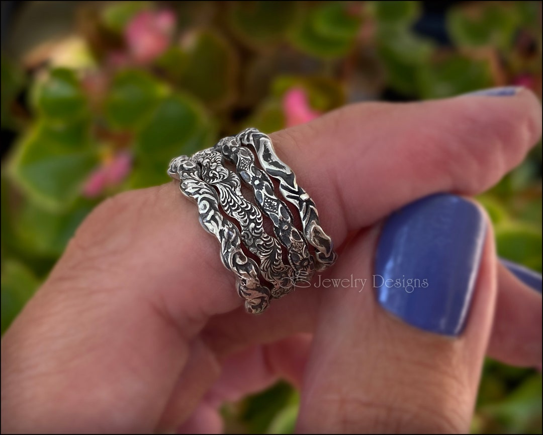 Sterling Wavy Pattern Ring Unique Pattern Wavy Band, Silver Wavy ...