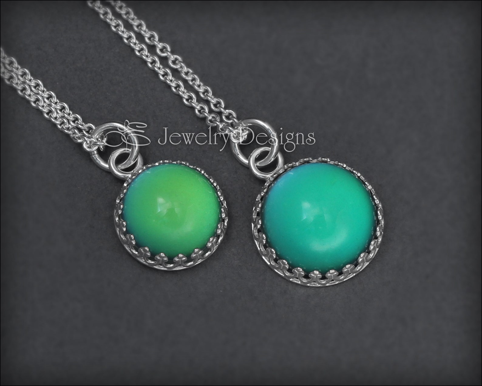 Sterling Mood Necklace - Silver Mood Necklace, Color Changing Pendant ...