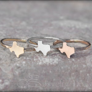 Texas Stacking Ring - Texan Ring, Silver Texas Ring, Rose Gold Texas ...