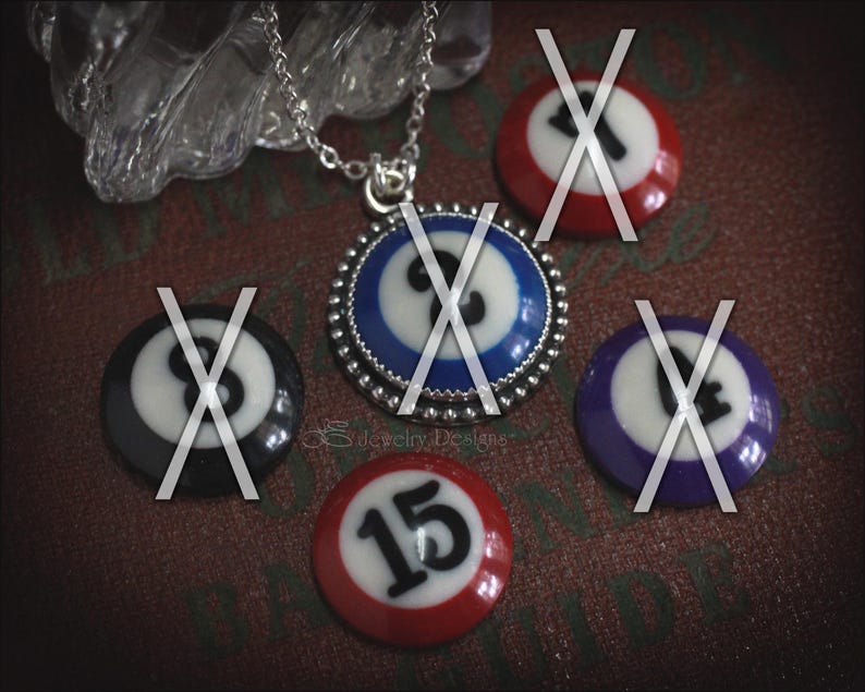 Sterling Mini Pool Ball Necklace or Ring - Reclaimed Billiard Balls ...