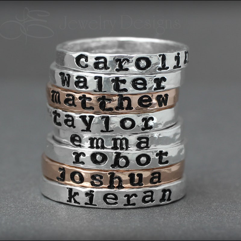 Stackable Name Rings - Etsy