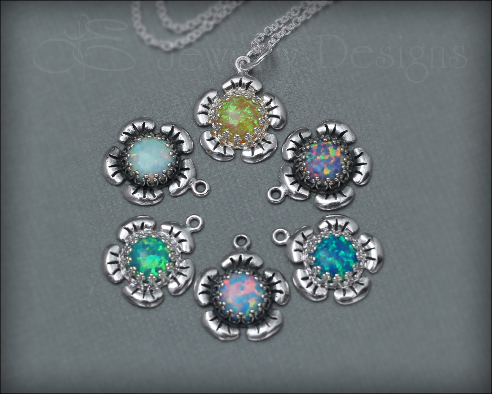 Opal Flower Necklace Opal Flower Pendant Sterling Opal - Etsy