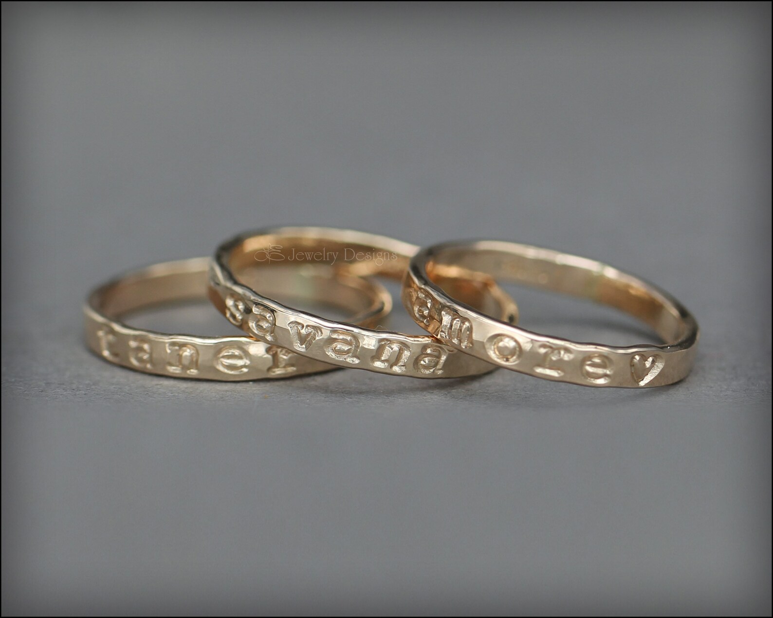 Hand Stamped Name Ring - Silver Name Ring - Gold Name Ring - Rose Gold ...