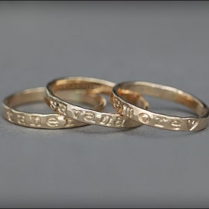 Hand Stamped Name Ring - Silver Name Ring - Gold Name Ring - Rose Gold ...