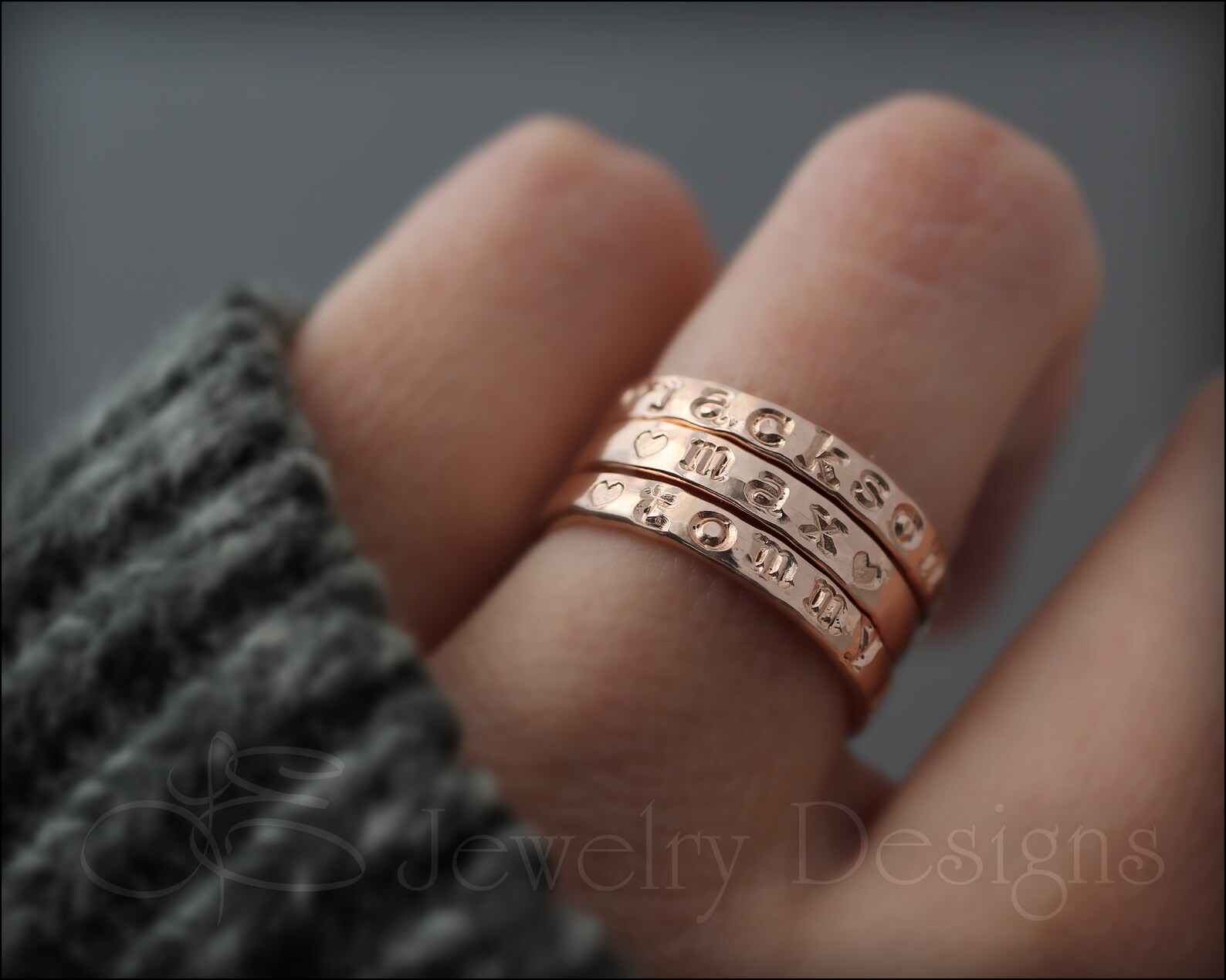Hand Stamped Name Ring - Silver Name Ring - Gold Name Ring - Rose Gold ...