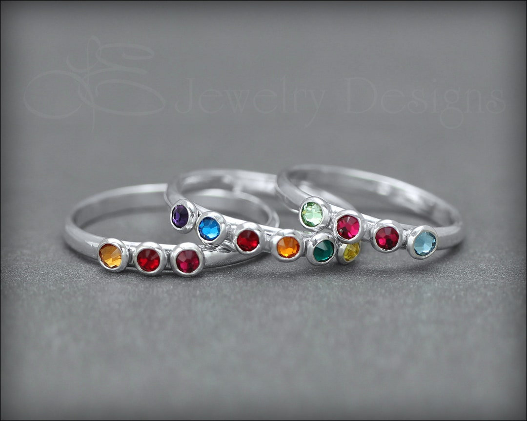 Sterling Silver Multi Birthstone Ring – Family Keepsake - Etsy