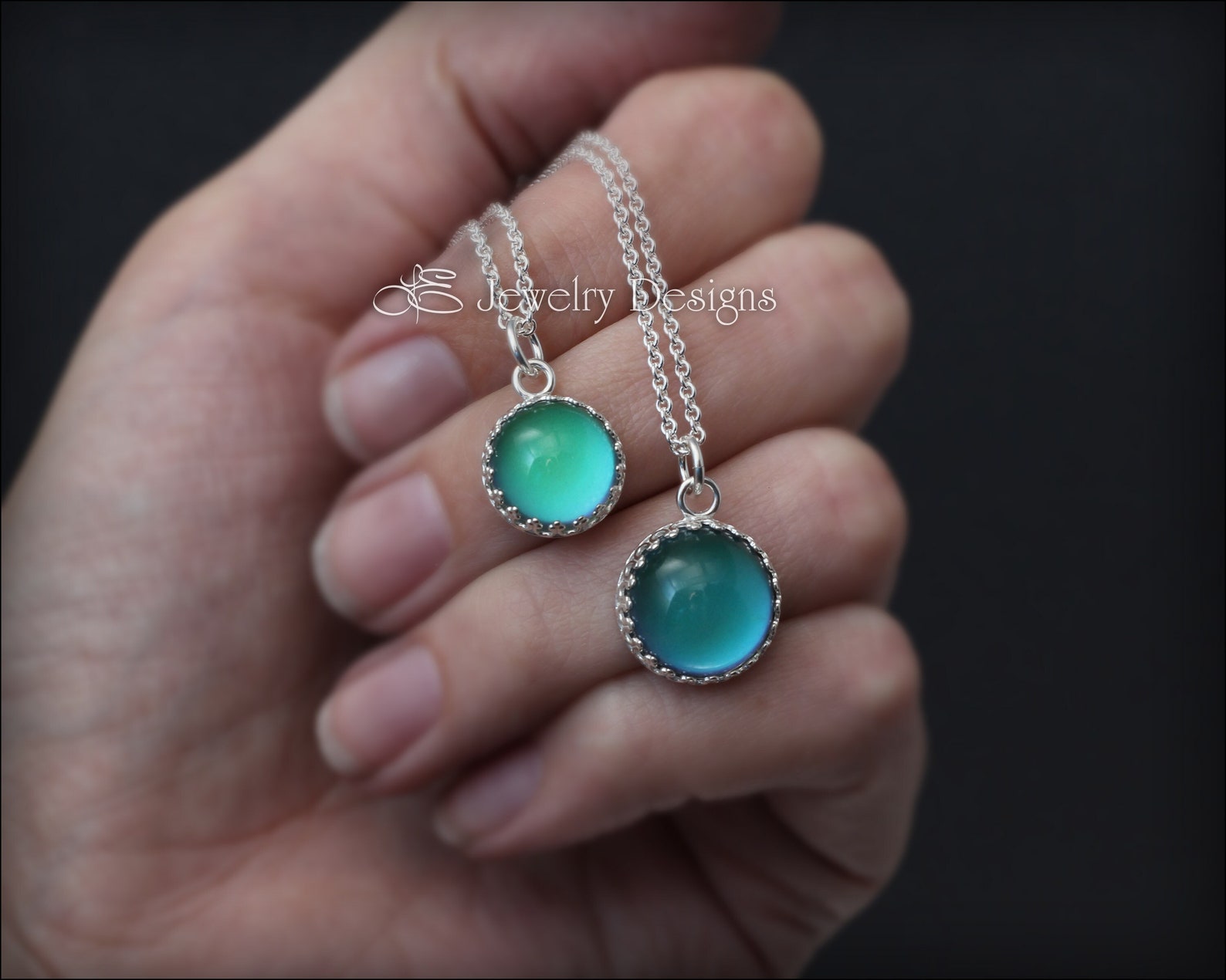 Sterling Silver Mood Necklace – Color Changing Pendant, Retro Jewelry ...