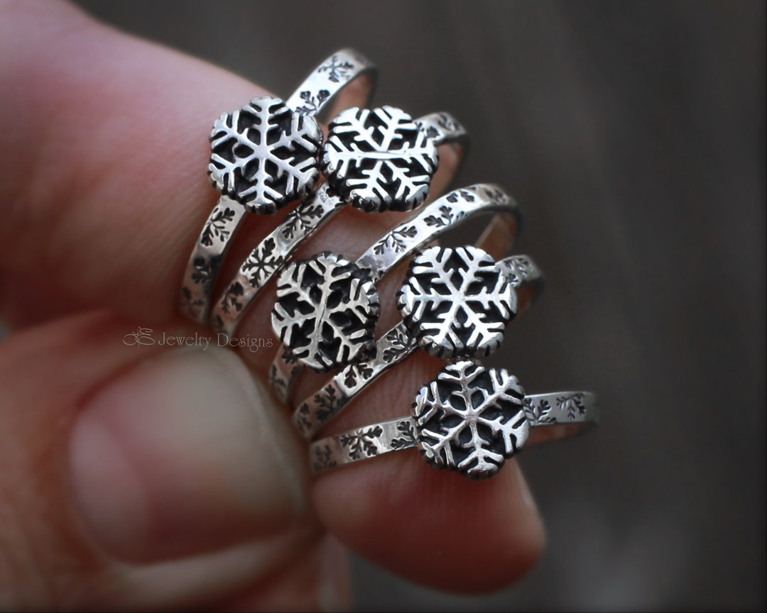 Sterling Silver Snowflake Ring - Artisan Hand Stamped Winter Jewelry - Etsy