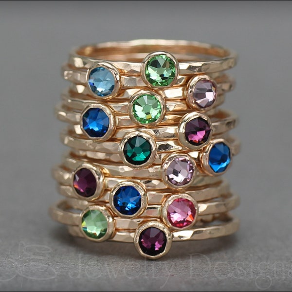 Stackable Birthstone Rings - Etsy