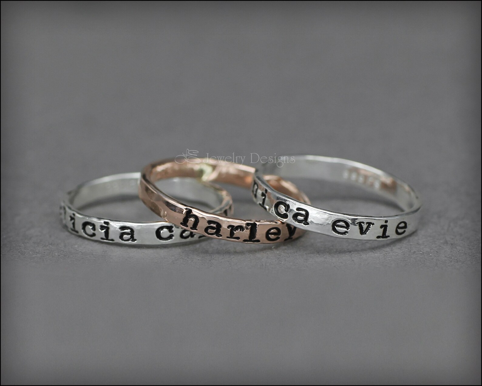 Hand Stamped Name Ring - Silver Name Ring - Gold Name Ring - Rose Gold ...