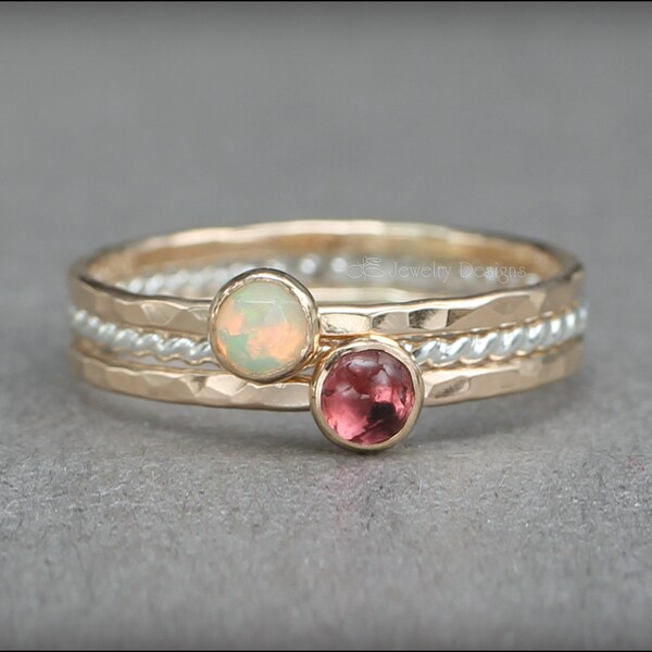 Gemstone Stacking Rings - Etsy