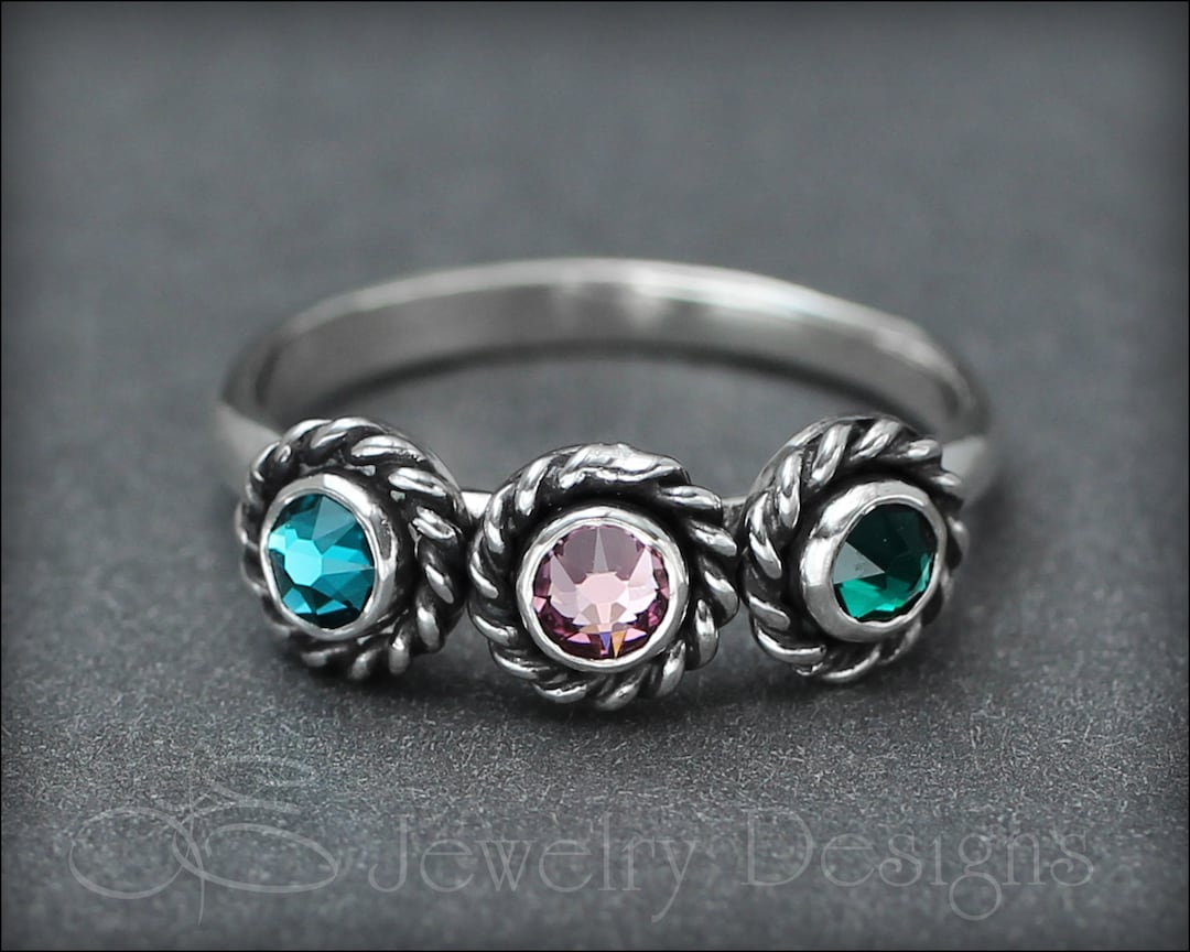 Multi Birthstone Ring - Multi Opal Ring, Unique Mothers Ring, Silver ...