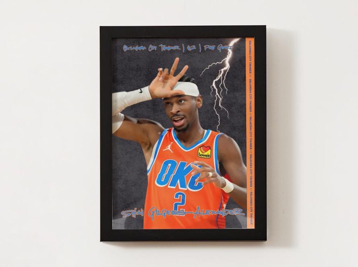 Shai Gilgeous-alexander Poster, Oklahoma City Thunder, NBA Art (digital ...